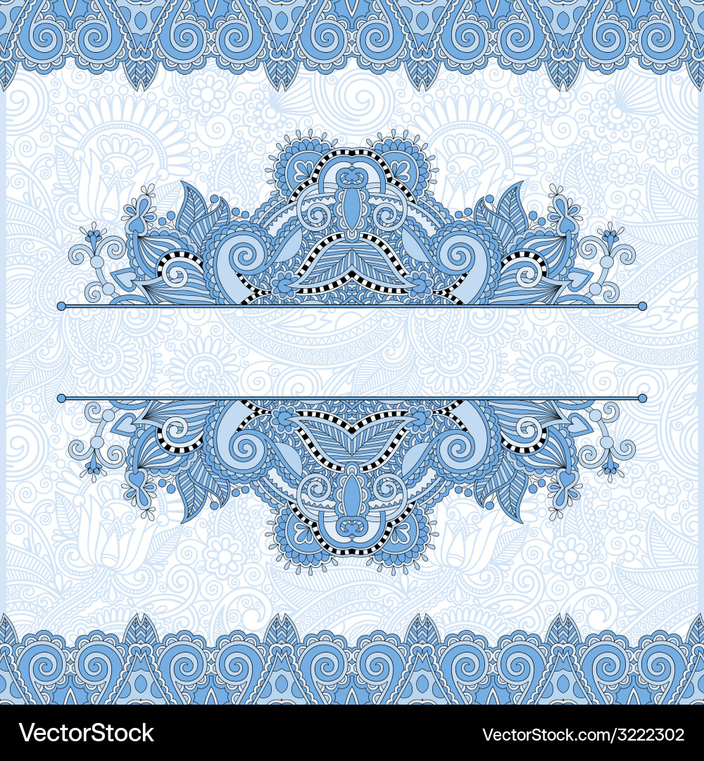 Blue colour floral decorative invitation card Vector Image