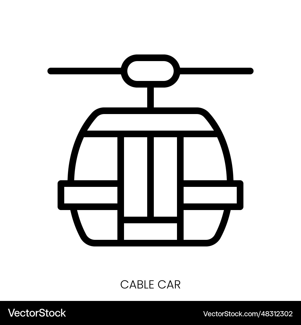 Cable car icon line art style design isolated Vector Image