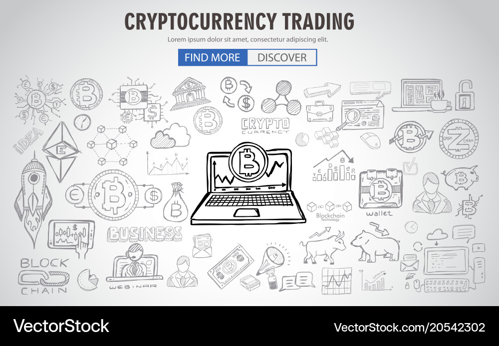Cryptocurrency concept hand drawn business doodle Vector Image