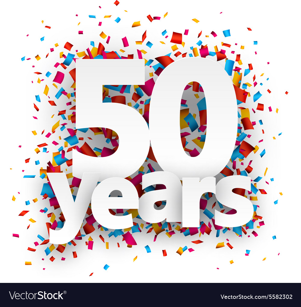 Fifty years paper confetti sign Royalty Free Vector Image