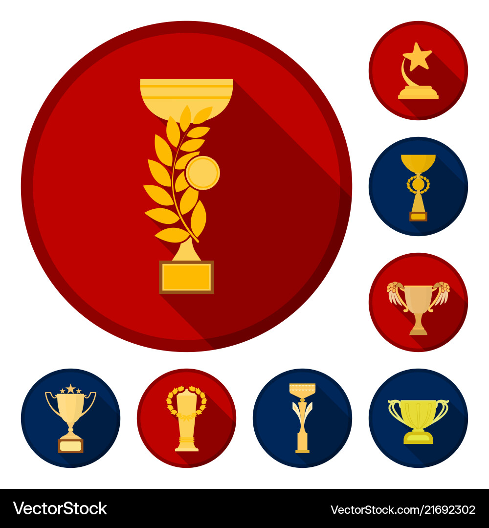 Gold cup flat icons in set collection for design Vector Image