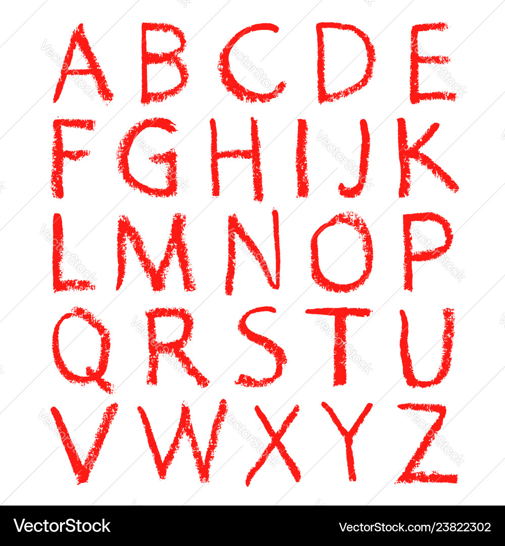 Hand-drawn red lipstick alphabet calligraphy font Vector Image