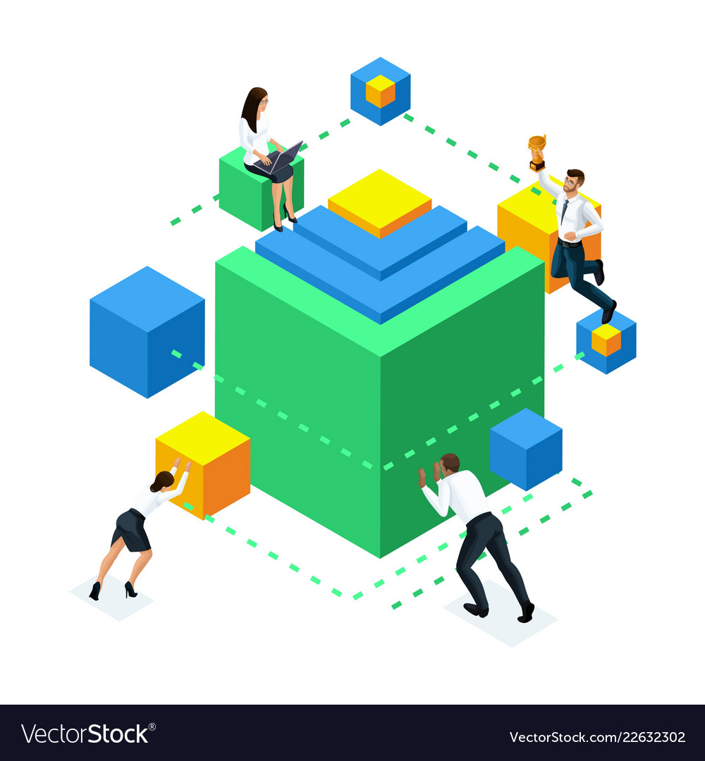 Isometric brain development concept creating neur Vector Image