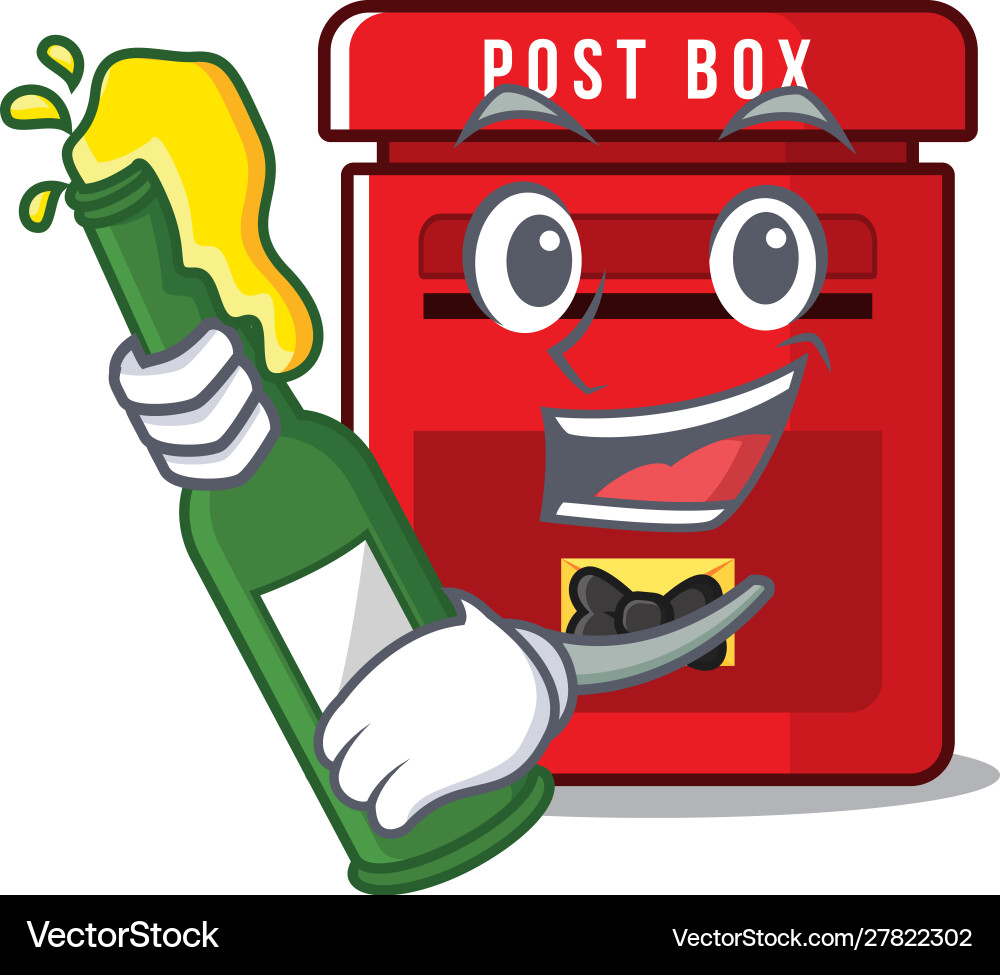 Mailbox with a mascot cartoon bring beer Vector Image