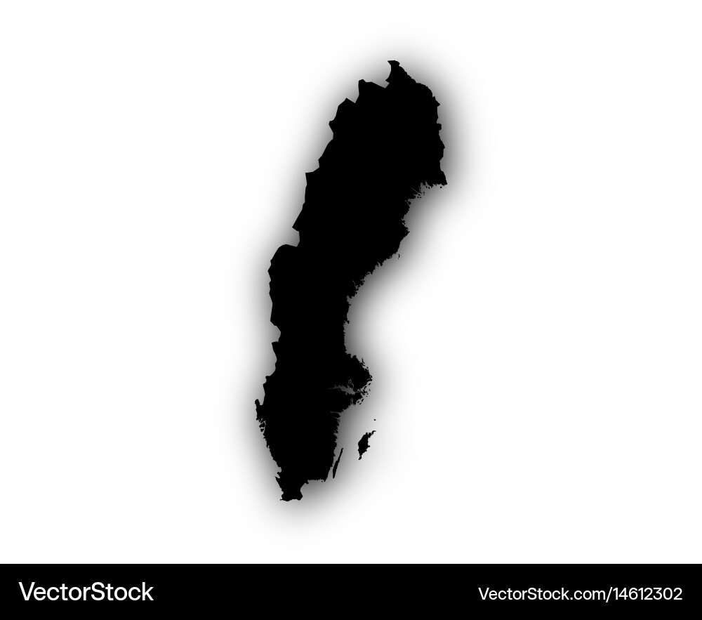 Map of sweden with shadow Royalty Free Vector Image