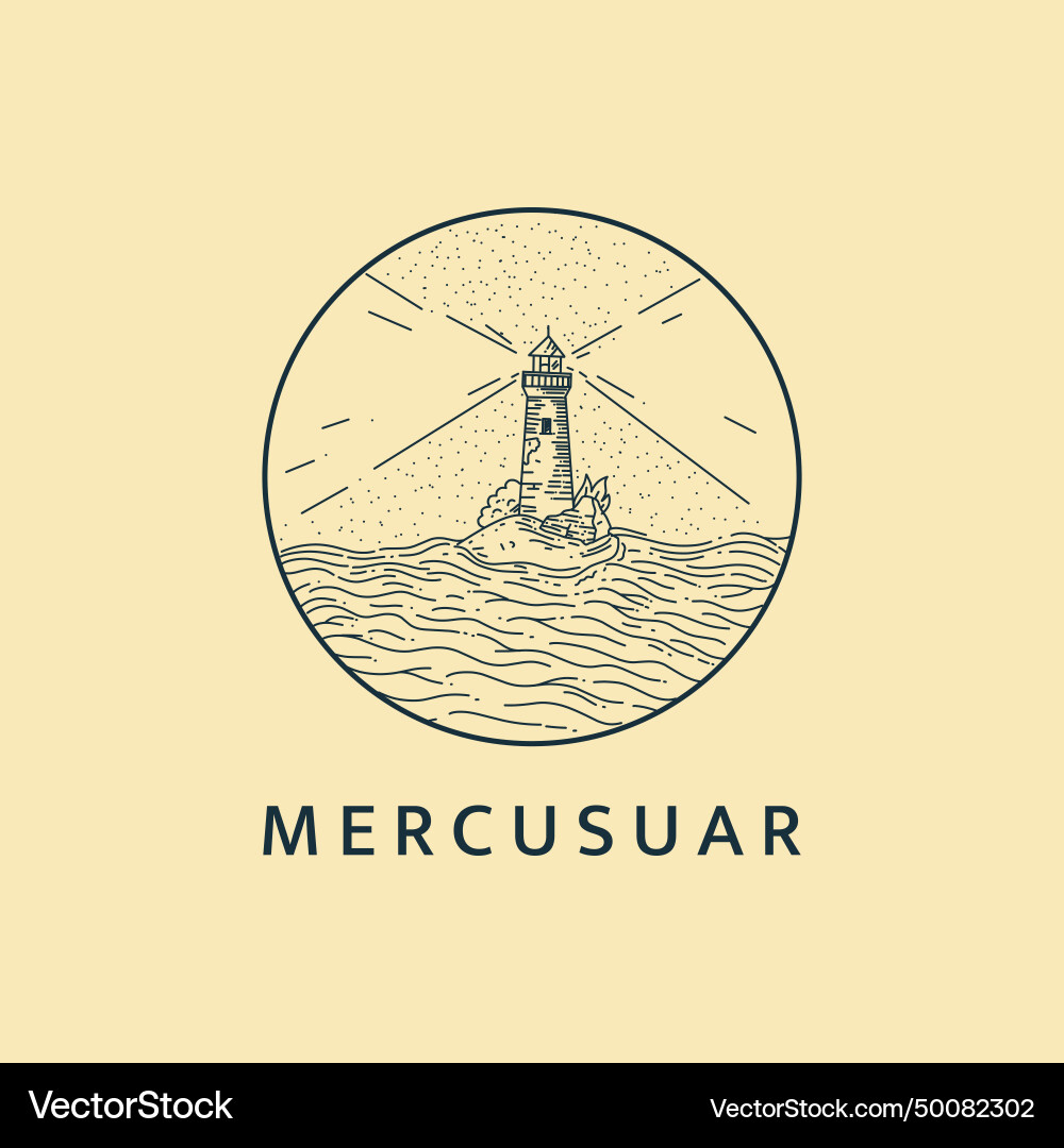 Minimalist lighthouse landscape logo line art Vector Image
