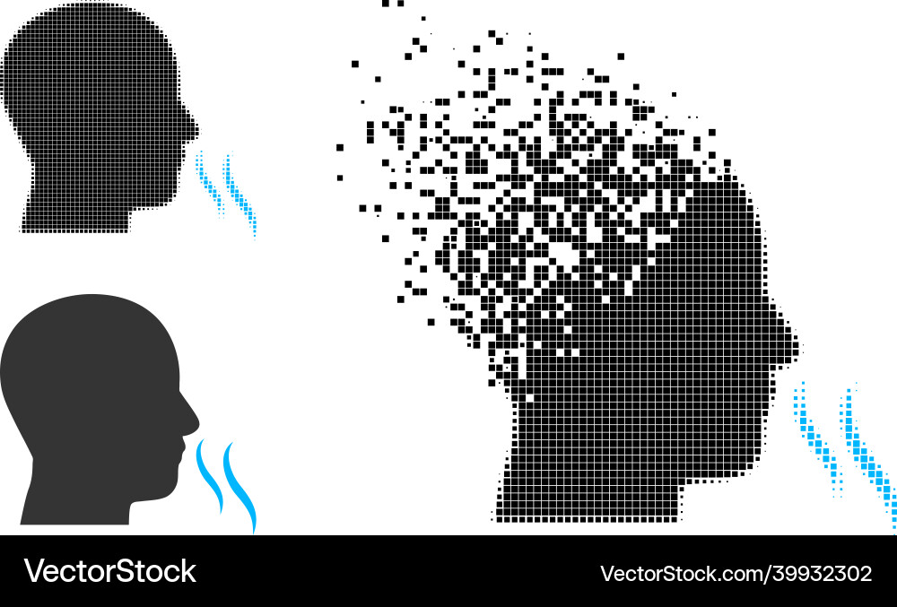 Moving pixelated nose smell icon with halftone Vector Image