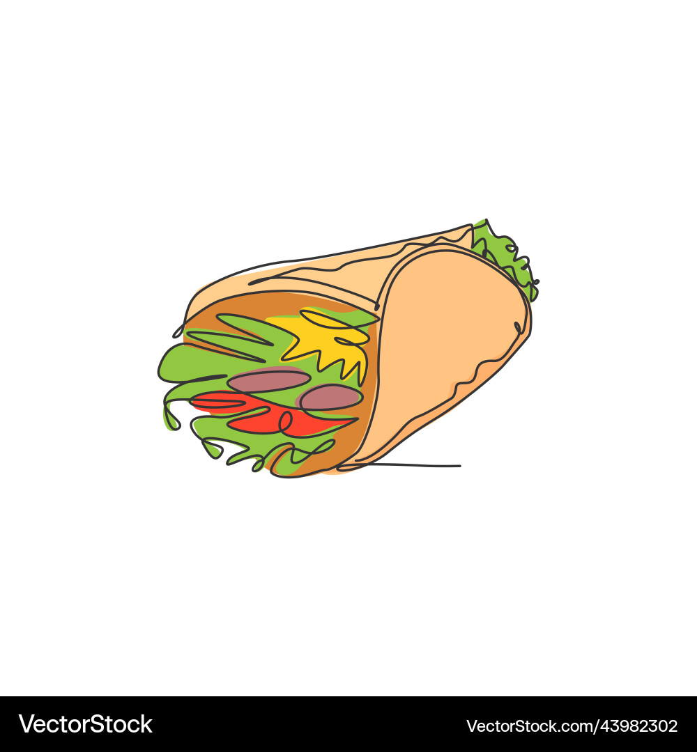 One continuous line drawing of fresh delicious Vector Image