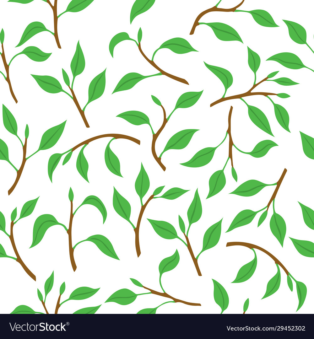 Pattern seamless spring branches with leaves Vector Image
