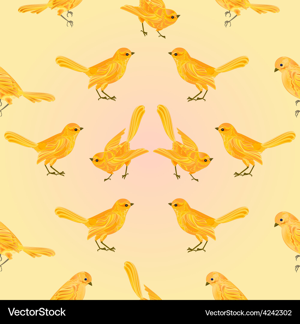 Seamless texture golden birds yellow background Vector Image