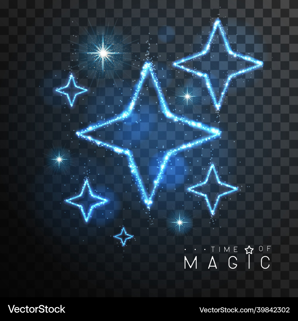 Set of blue magic stars Royalty Free Vector Image