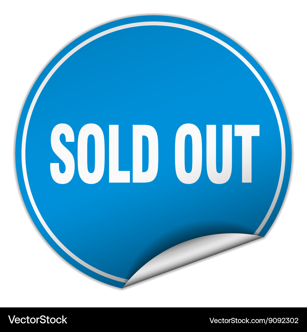 Sold out round blue sticker isolated on white Vector Image