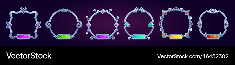 Square fantasy game user avatar border in rpg Vector Image