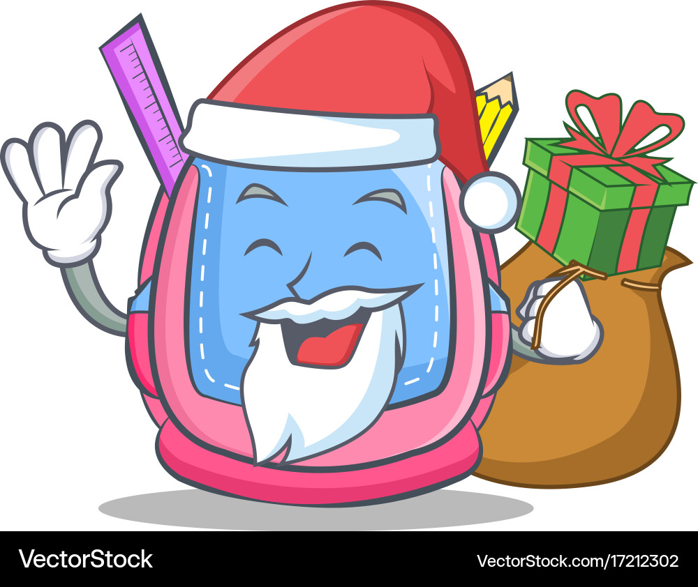 Waving school bag character cartoon Royalty Free Vector