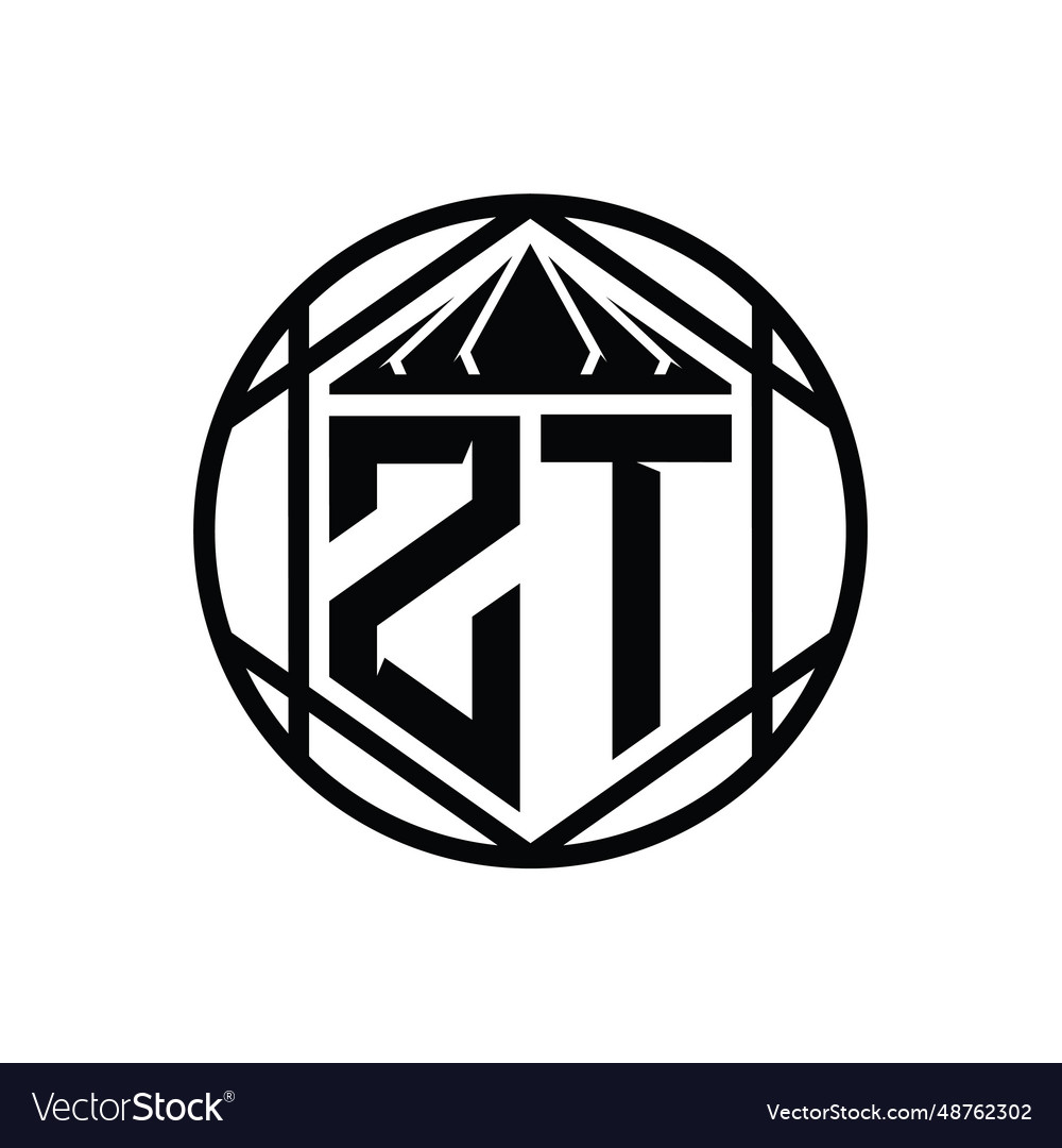 Zt letter logo monogram hexagon slice crown sharp Vector Image Zt letter logo monogram hexagon slice crown sharp Vector Image