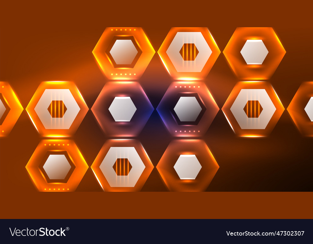 Abstract background neon hexagon Royalty Free Vector Image