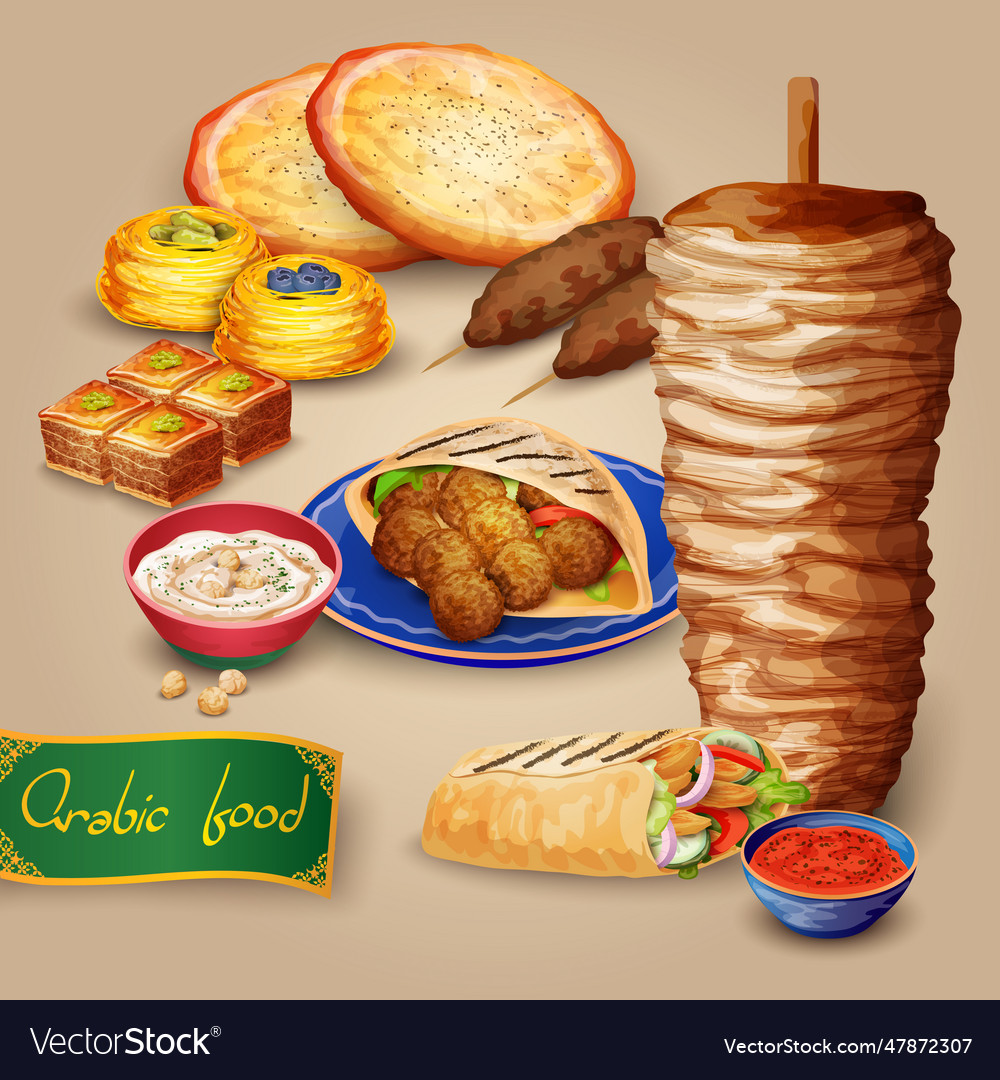 Arabic food set food set Royalty Free Vector Image