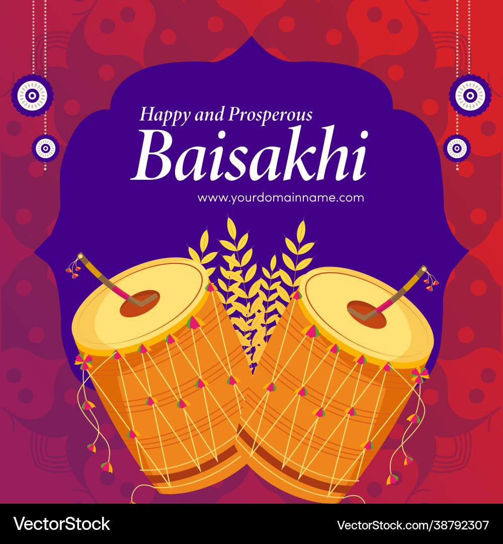 Banner design happy baisakhi Royalty Free Vector Image