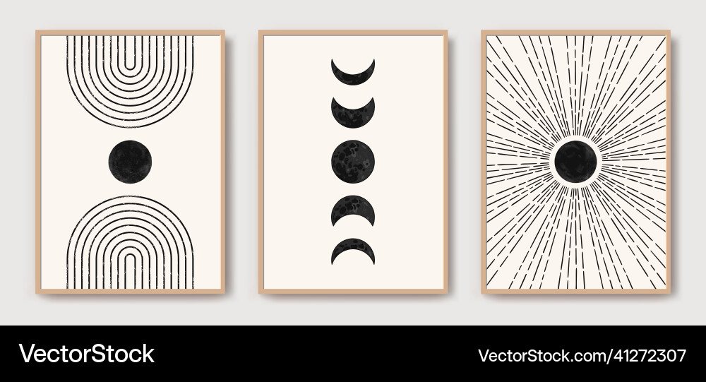 Boho sun moon arch set minimalist mid century Vector Image