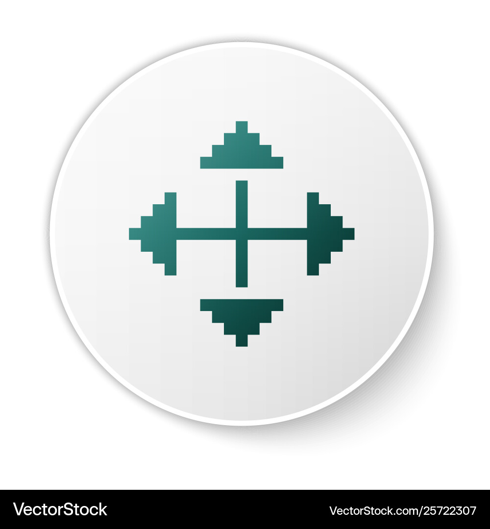 Green pixel arrows in four directions icon Vector Image