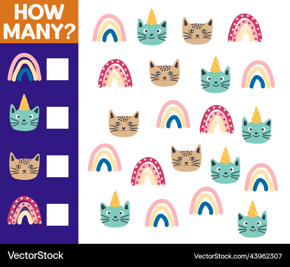 How many cat game for children printable worksheet