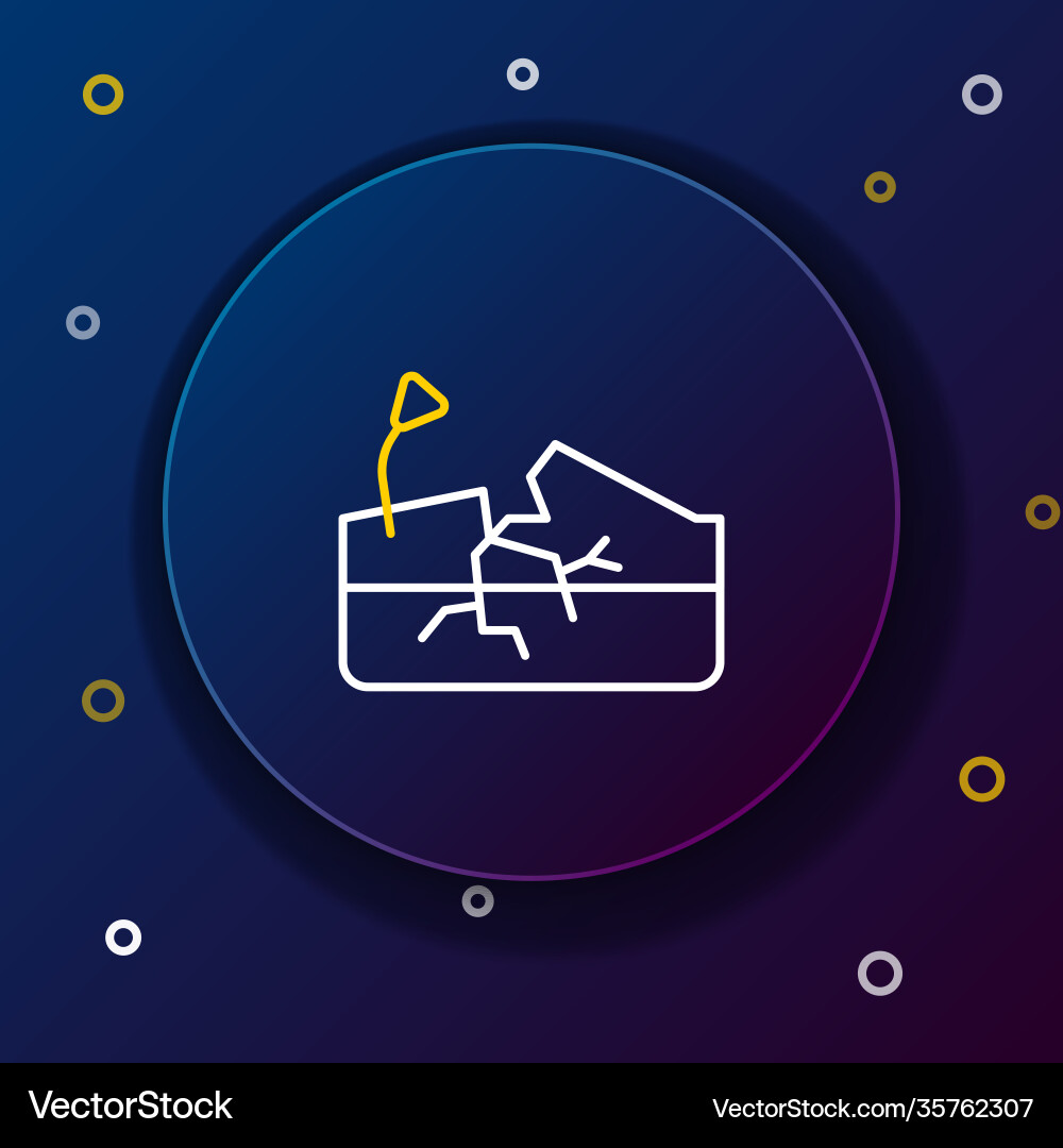 Line earthquake icon isolated on blue background Vector Image