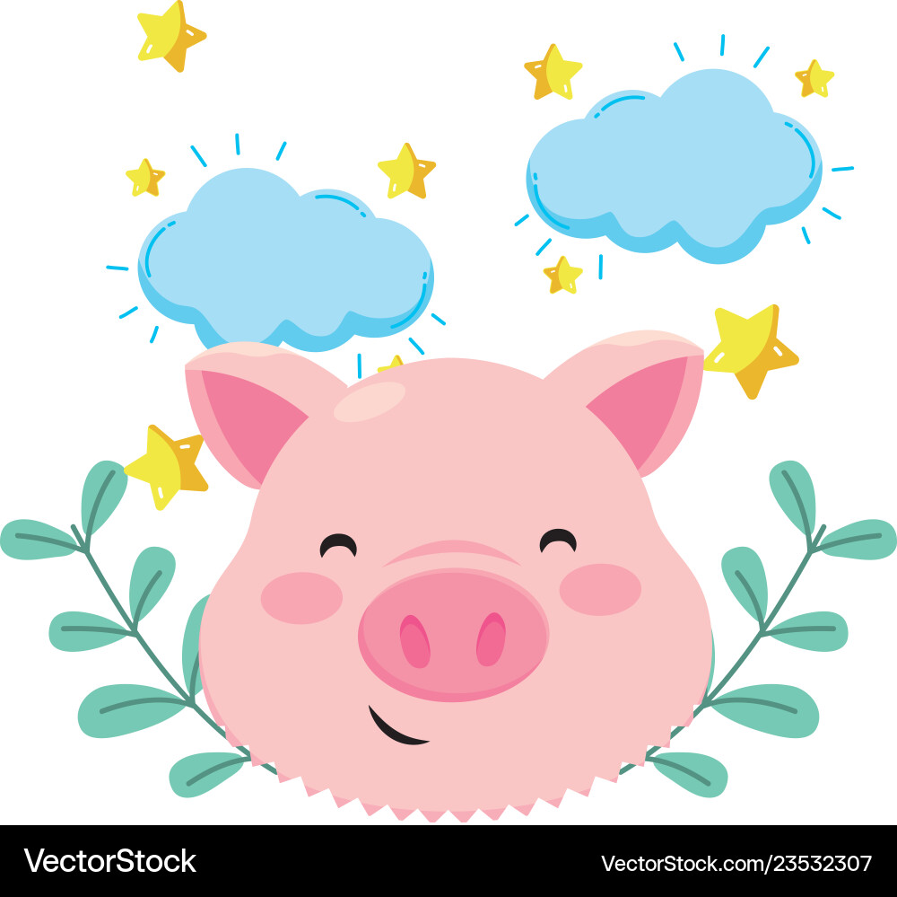 Pig only face Royalty Free Vector Image - VectorStock