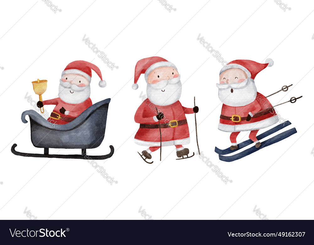 Santa claus christmas theme watercolor paint Vector Image