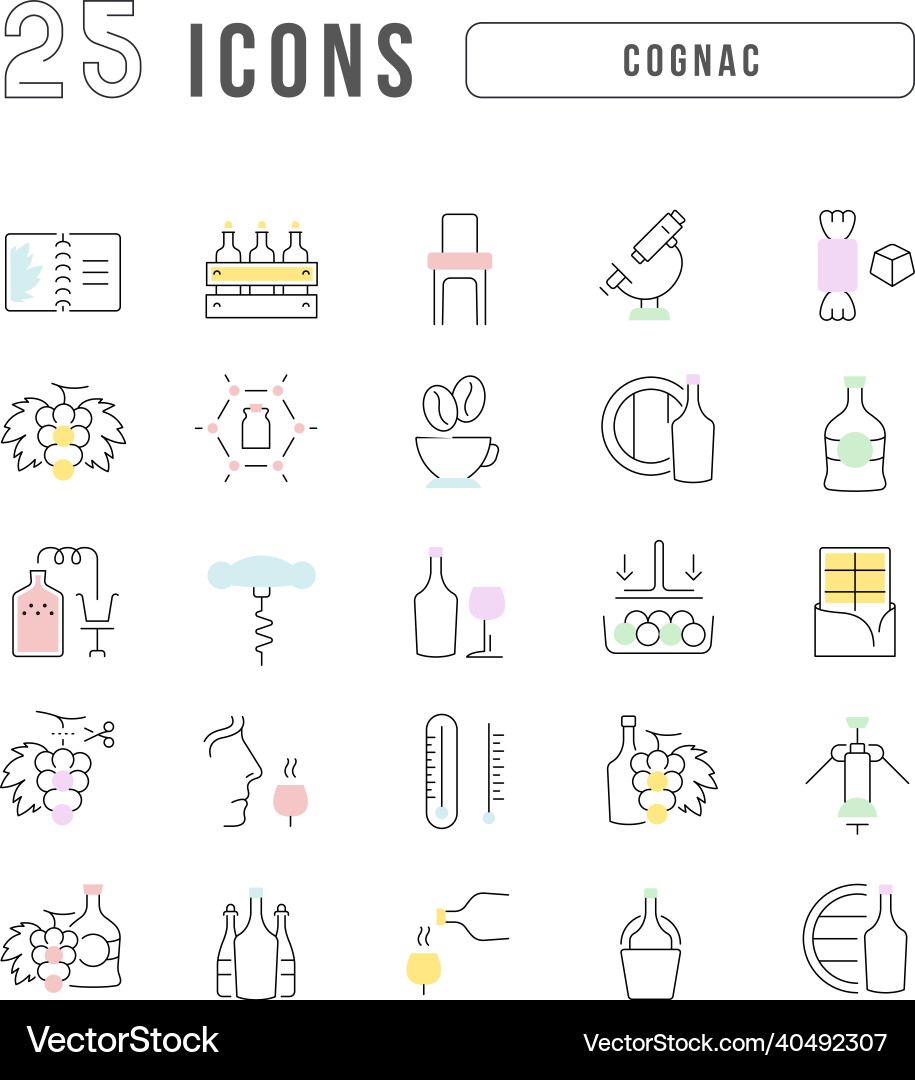 Set of linear icons cognac Royalty Free Vector Image