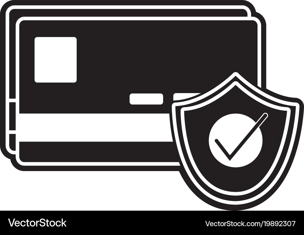 Silhouette finance credit card with security Vector Image