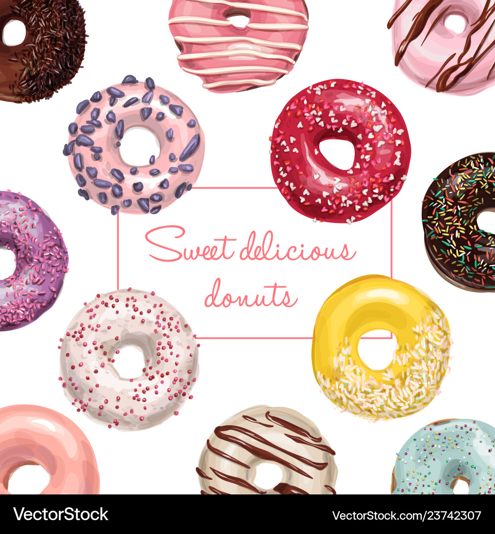 Sweet delicious hand drawn donut Royalty Free Vector Image