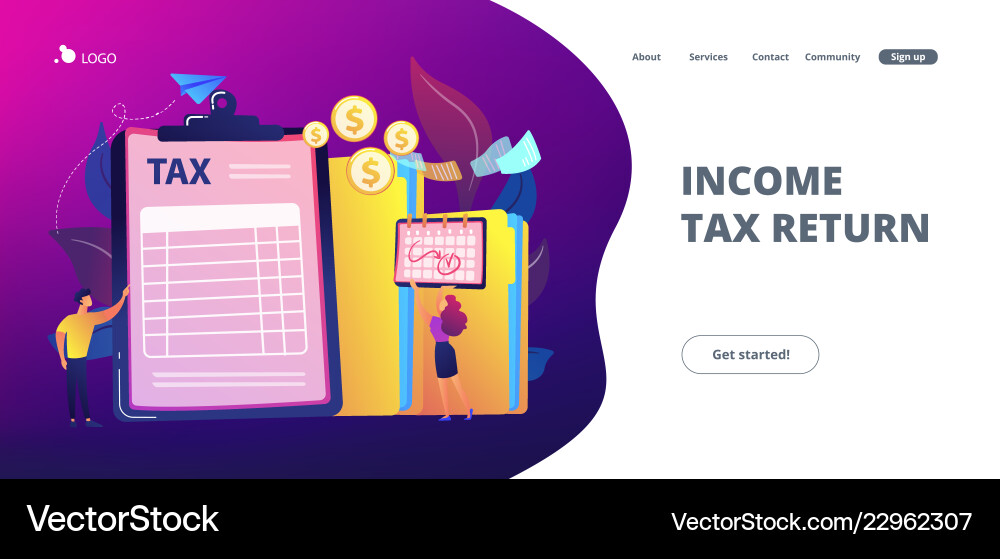 Tax form concept landing page Royalty Free Vector Image