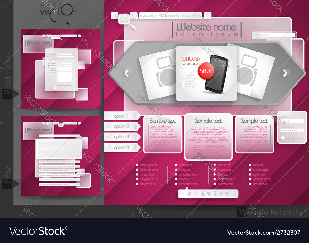 Website design template menu elements Royalty Free Vector
