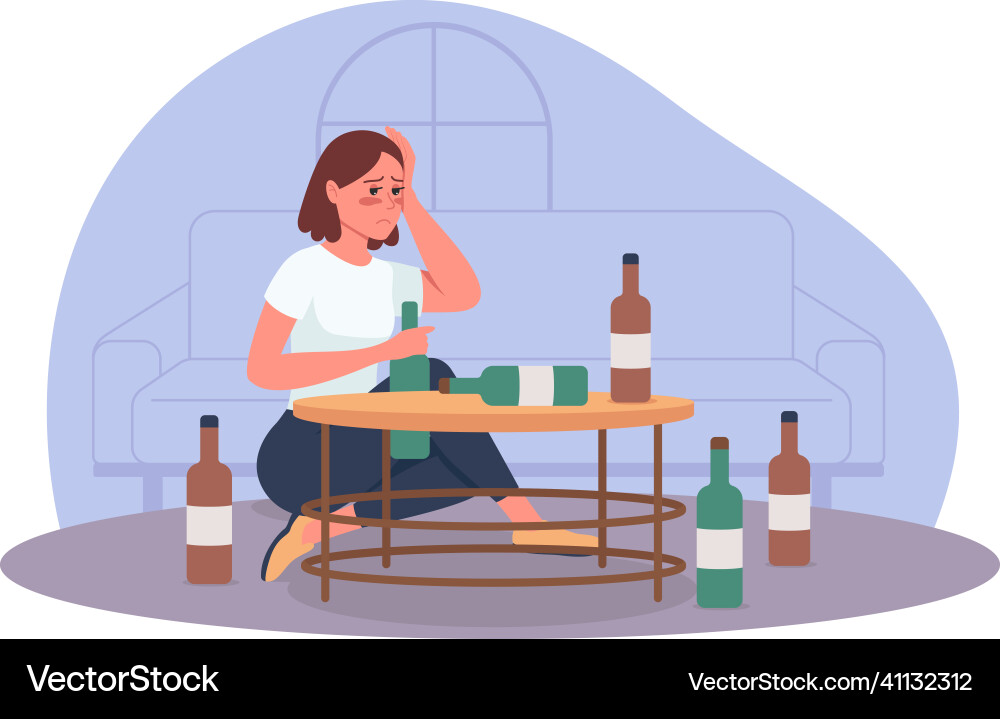 Alcoholism Problem 2d Isolated Royalty Free Vector Image