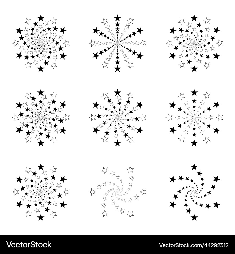 Black white pattern of fireworks sparkling stars Vector Image