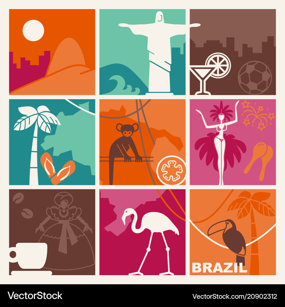 Brazilian symbols Royalty Free Vector Image - VectorStock