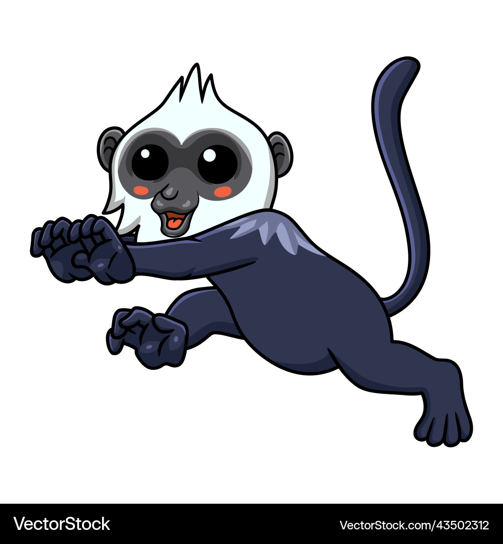 Cute white headed langur cartoon walking Vector Image