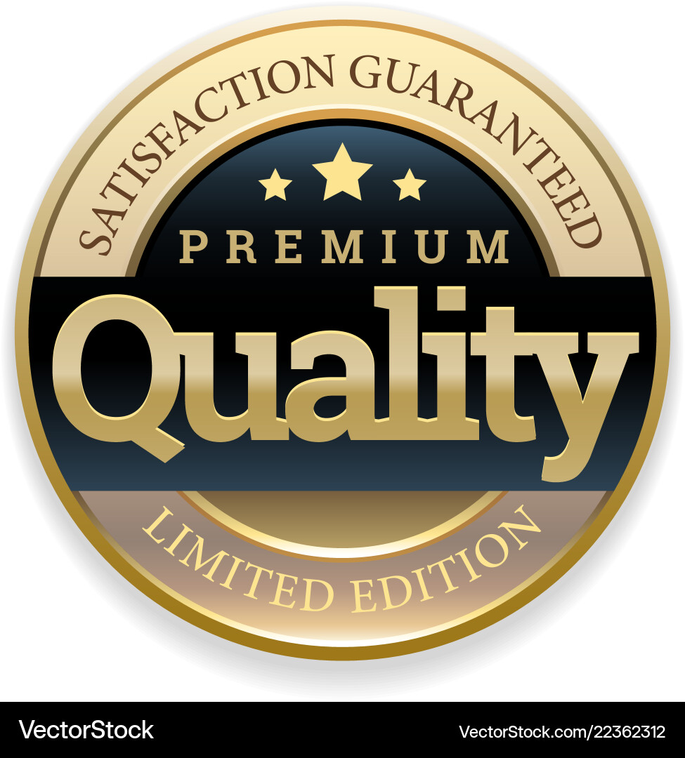 Golden badge quality marker Royalty Free Vector Image