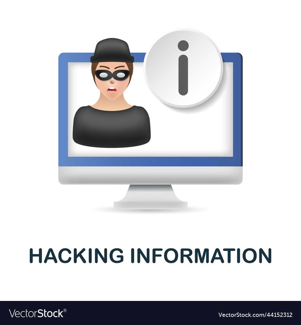 Hacking information icon 3d from cybercrime Vector Image