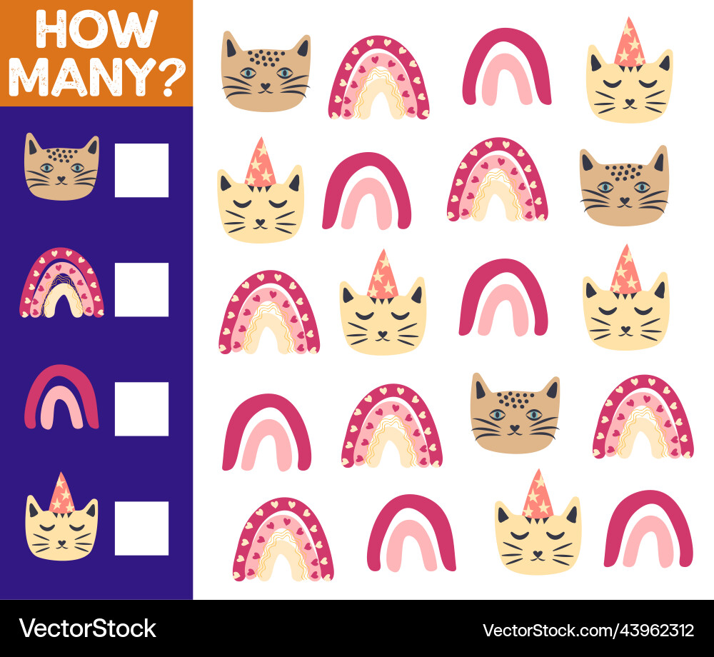 How many cat game for children printable worksheet