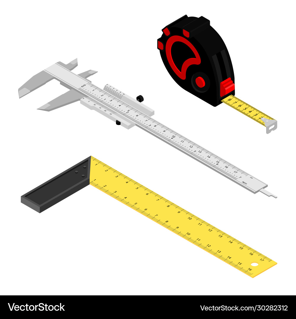 Measuring roulette tape vernier caliper and Vector Image
