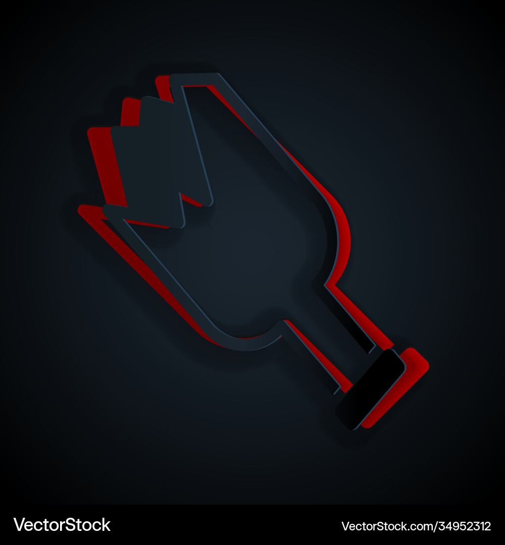 Paper cut broken bottle as weapon icon isolated Vector Image