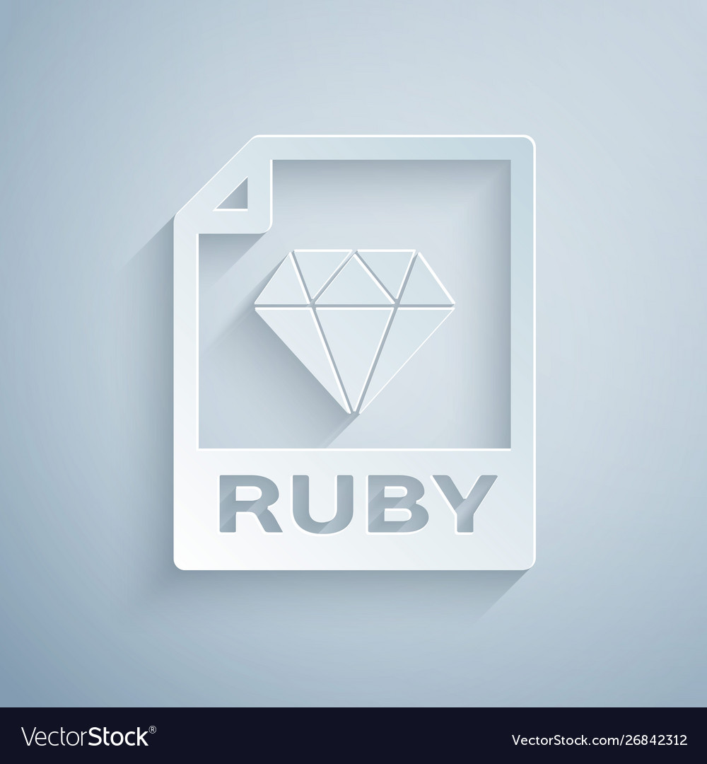 Paper cut ruby file document download button Vector Image