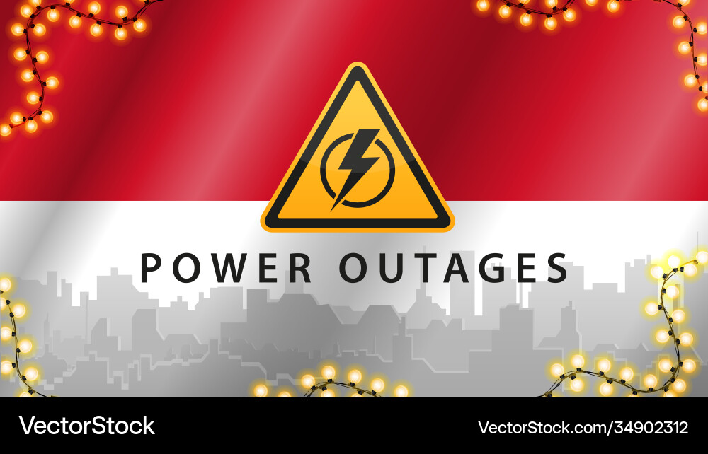 Power outage yellow warning sign Royalty Free Vector Image