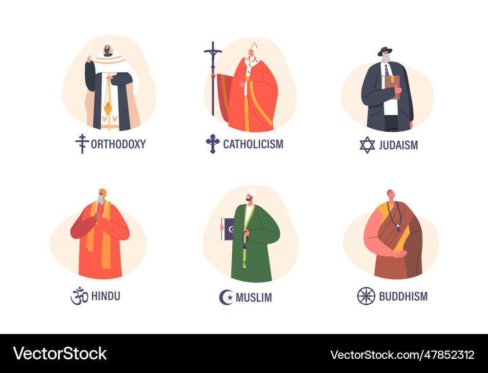 Religious minister characters orthodoxy Royalty Free Vector