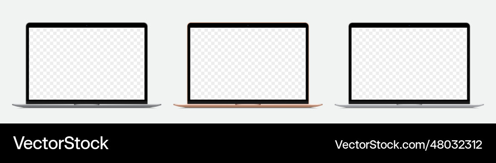 Set of different realistic laptop with blank Vector Image
