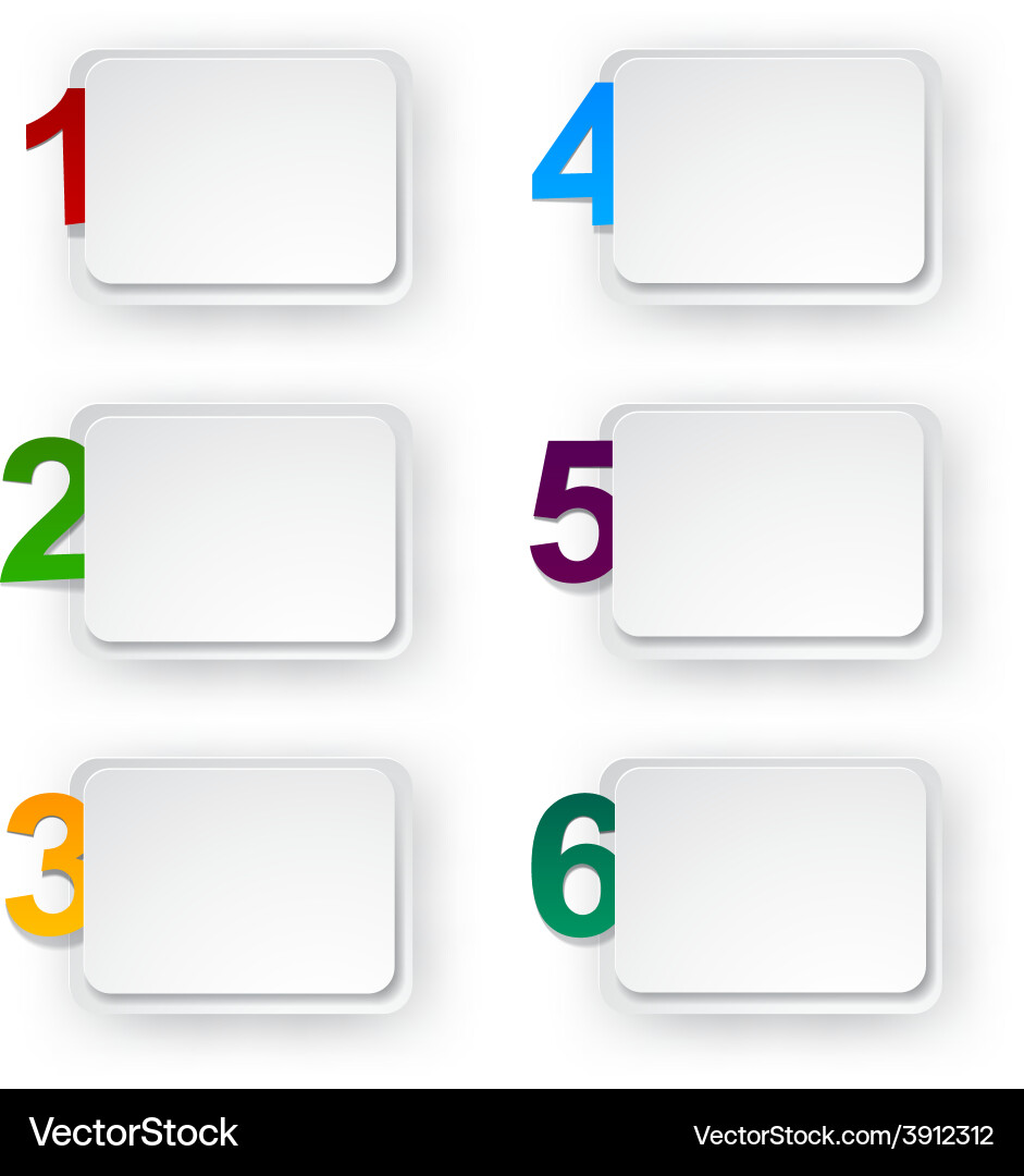 Set of numbered paper stickers Royalty Free Vector Image
