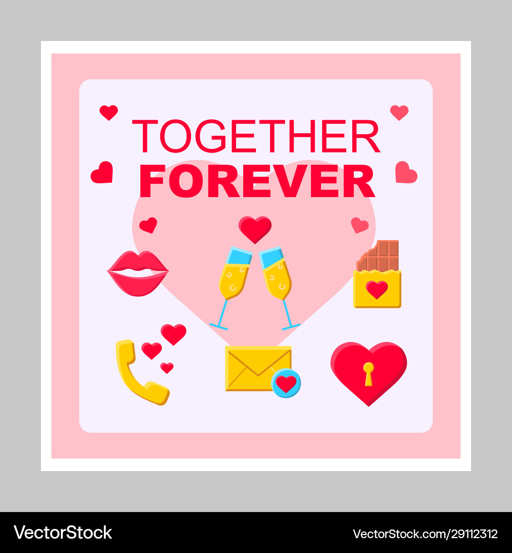 Together forever social media posts mockup Vector Image