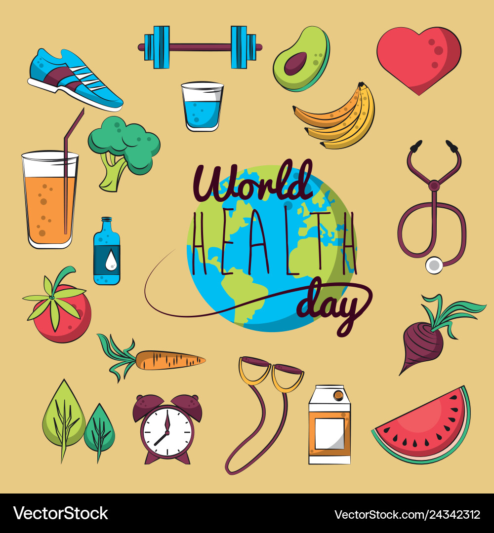 World healthy day card Royalty Free Vector Image
