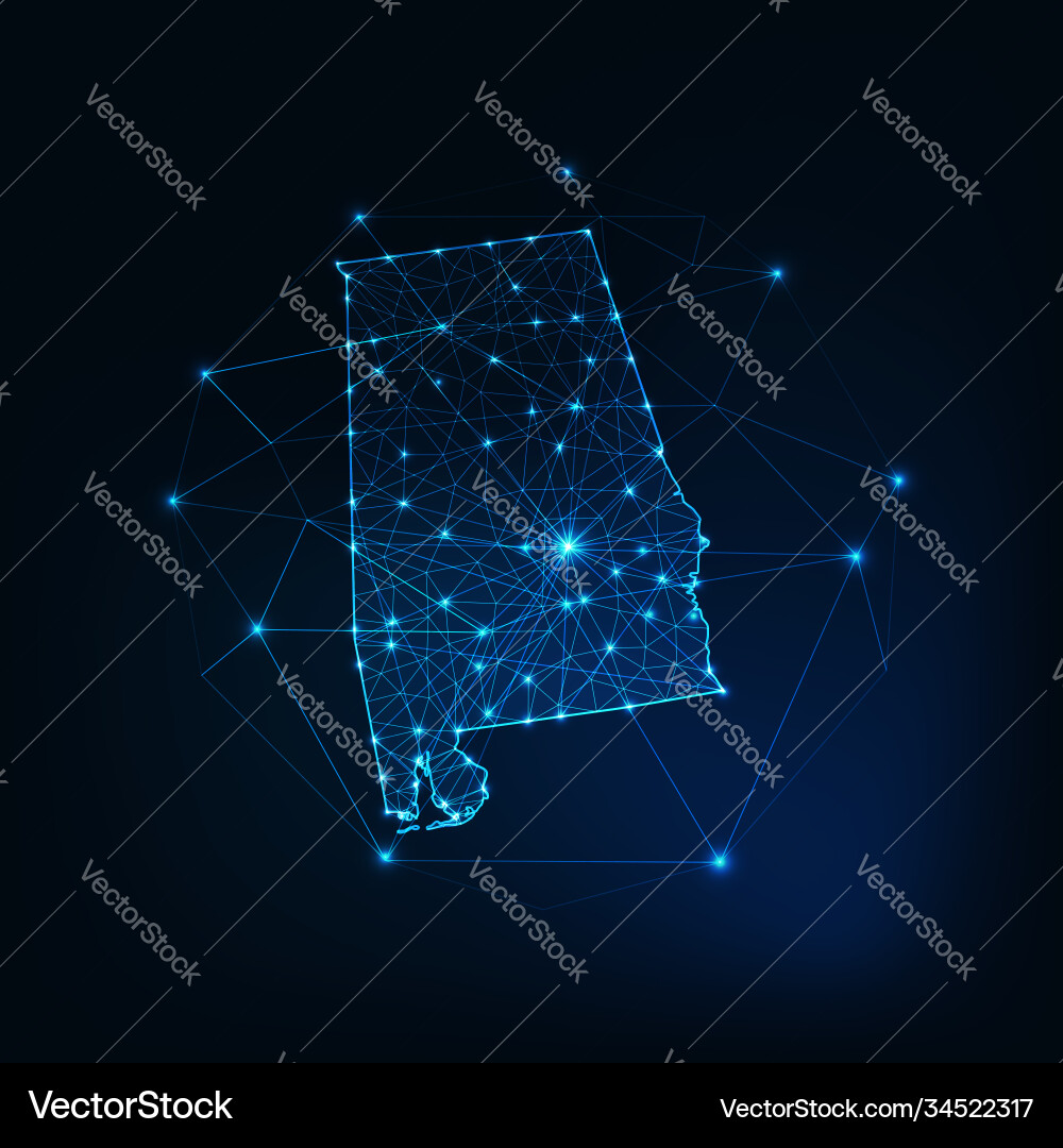Alabama state usa map glowing silhouette made Vector Image